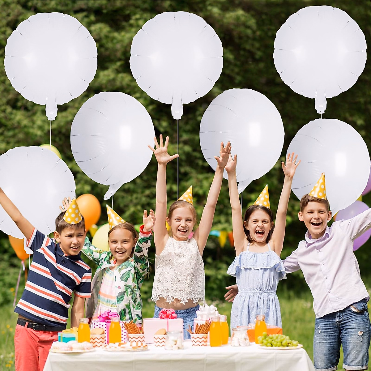 20 Pcs Round Shaped Balloons,18 Inch Round Foil Balloon,Giant Round Mylar Balloon Helium Balloons for Birthday Party Baby Shower Wedding Decorations (White)