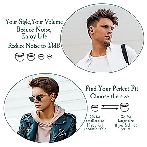 Ear Plugs for Noise Reduction Reusable Hearing Protection in Flexible Silicone for Concerts,Work,Study 8 Size Eartips with Small Box,Perfect -30dB Earplugs for Sleeping Noise Cancelling (Deep Black)