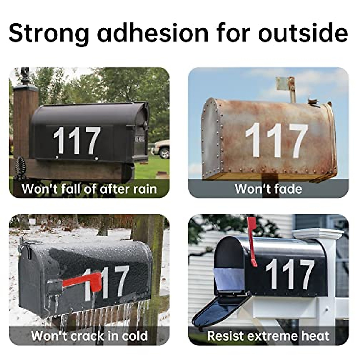 Reflective Mailbox Numbers for outside (0-9, 6 Sets) Modern Number Vinyl Waterproof Number Sticker Self Adhesive Sticker for Signs, Door, Cars, Trucks, Home, Business, Address Number （3 inch）
