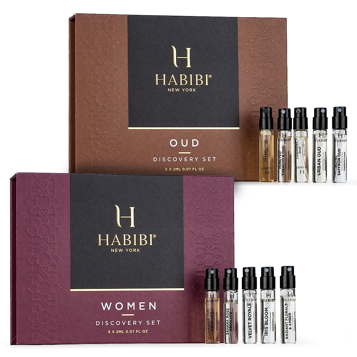 H HABIBI Women’s & Oud Collection Discovery Sample Set - Perfumes for Women, Arabian Perfume for Women, Perfume Sampler for Women, 10 Mini Sprays (2 mL Each), Made in USA