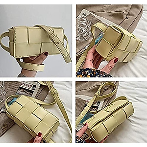 Leiona Women's Woven Shoulder Bag Fashion Messenger Bag Small Square Bag Solid Color Shoulder Bag