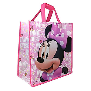 Disney Minnie Bowtique Eco Friendly Non Woven Tote Bag with Heart, Flowers, and Bows, Pink