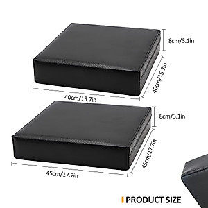 Ptosziav Leather Thick Not-Slip Chair Pads Memory Foam Chair Seat Cushion Removable Chair Padding for Office Dining Chair(Black 40cm/16in)