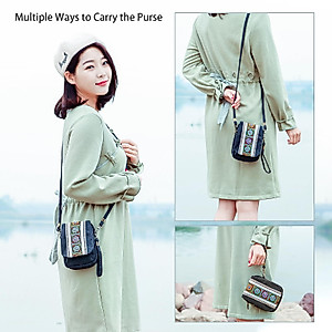 Goodhan Embroidery Canvas Crossbody Bag Cell phone Pouch Coin Purse for Women