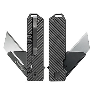 TiRant RAZOR V3 Utility Knife (Jet-Black 6AL-4V Titanium) DUAL-SLASH Edition EDC Box Cutter
