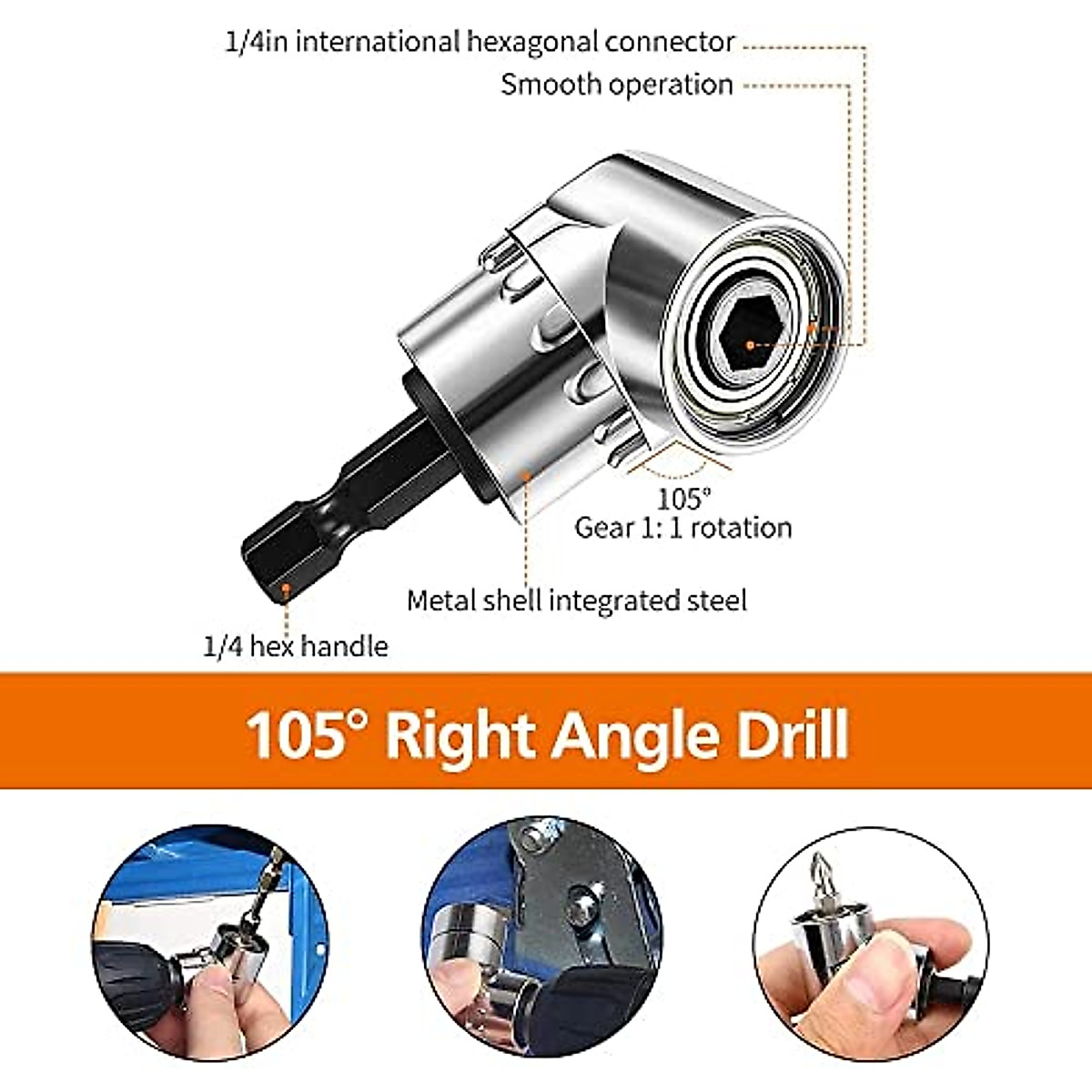 Universal Socket Wrench Tool and Flexible Drill Bit Extension Set, Bendable Drill Bit Extension, 1/4 3/8 1/2" Universal Socket Adapter Set, 105° Right Angle Drill Extension, Screwdriver Bit Kit
