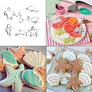 TINGSING Cookie Cutters 13-Piece Under The Sea Cookie Cutter Set with Recipe Booklet, Shark, Whale, Fish, Mermaid Tail, Sea Turtle