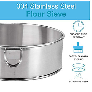 Xpanal Flour Sieve Fine Mesh, 6" Stainless Steel 60 Mesh Round Flour Sifter for Baking Cake Bread