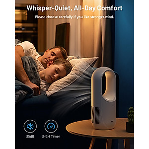 RELEXNOW 13.8" Bladeless Desk Fan - 6 Speed Modes, Small Bladelss rechargeable fan with 6000mAh Battery, Quite Office fan, Easy to Clean & Touch Control, Desk Fan Small Quite for Office, Bedroom