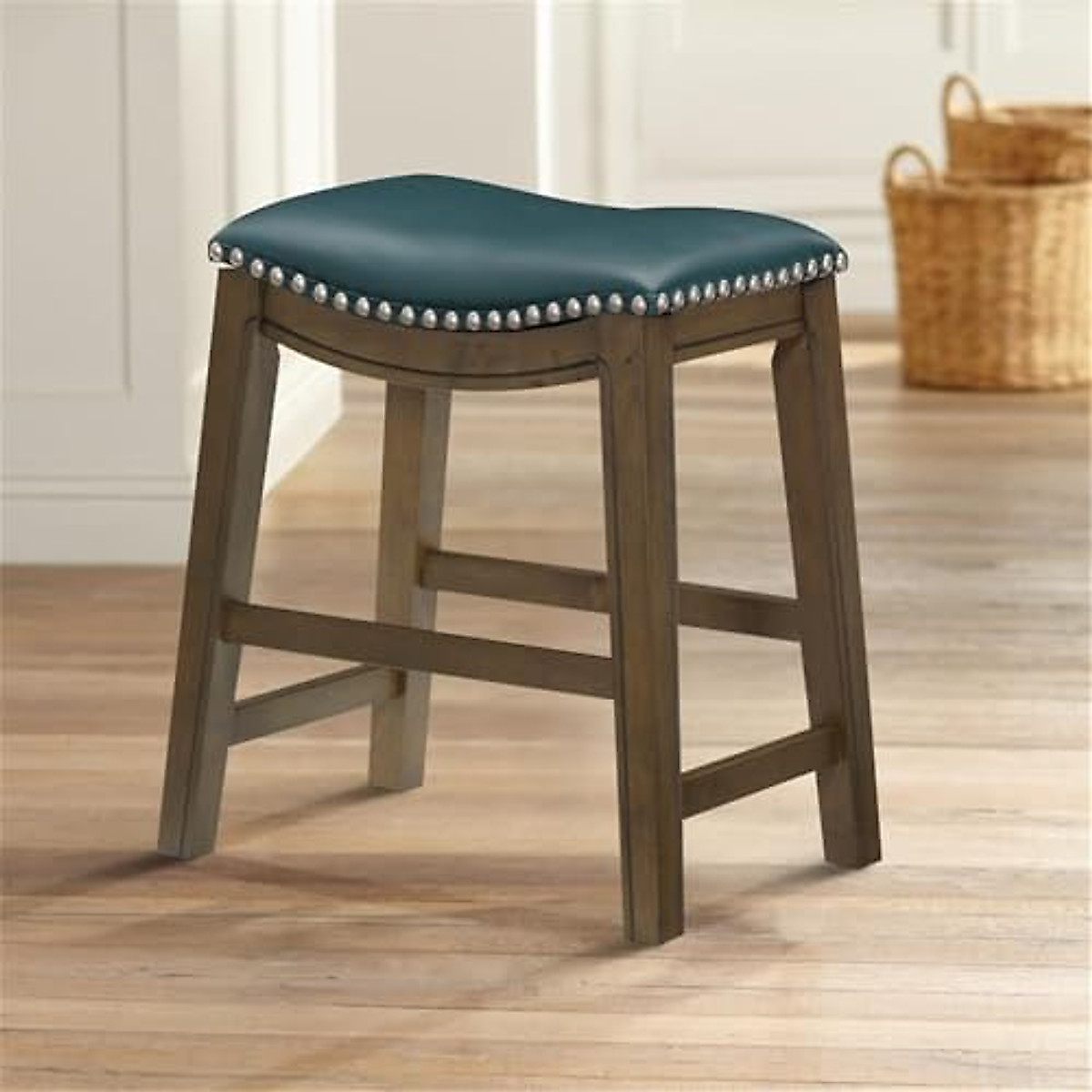 Homelegance Ordway Saddle Seat Dining Height Stool, 19"SH, Green