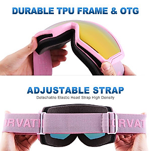 SH HORVATH Ski Snowboard OTG Goggles, HD Mirrored Anti-Fog Goggle for Men Women
