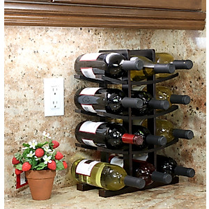 Oceanstar 12-Bottle Bamboo Wine Rack, Dark Espresso