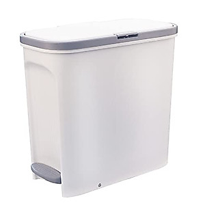 Feisco Small Trash Can with Lid,4 Gallon Trash Can with Foot Pedal and Press Type Lid,Small Bathroom Trash Can Wastebasket Garbage Container Bin for Bathroom Bedroom Kitchen Office (1, White)