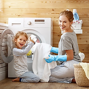 KAQ Rubber Kitchen Dishwashing Gloves: 4 Pairs Reusable Household Cleaning Glove for Washing Dishes with Cotton Liner