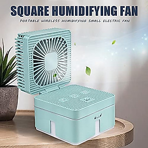 ZZCC USB Air Circulator Fan Mini Misting Fans Rechargeable Fold Ultra-light Portable 3 Speeds Modes, for Bedroom Livingroom Office (Blue)