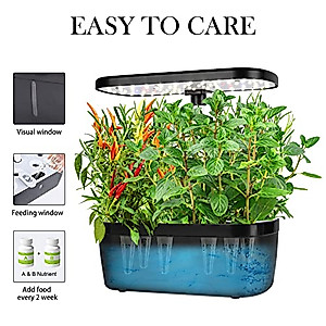 DISNILA Hydroponic Growing System Indoor Hydroponics Garden 20W 83 LED Full Spectrum Growing Light, 6Pods Smart Automatic Timer Hydrogarden for Indoor Kitchen Black