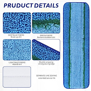 Upgraded Replacement Microfiber Mop Pads for Rubbermaid Commercial 18 Inch Mop 17 Inch Mop, Reusable Wet & Dry Commercial Cleaning Flat Mop System 18" 17" Refill Head for Multi-Surface Floor-8 Pack