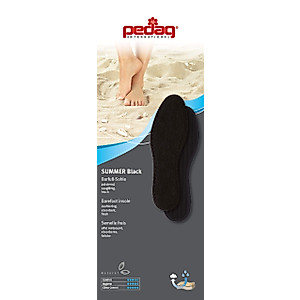 Pedag Summer | Pure Terry Cotton Insoles | Handmade in Germany | Absorbs Sweat & Controls Odor | Ideal for Wear Without Socks | Washable | US Women 7/ EU 37 | Black | 3 Pair