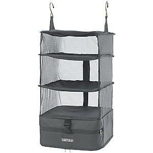 TABITORA Portable Hanging Travel Shelves Bag Packing Cube Organizer Suitcase Storage Large Capacity (Grey L)
