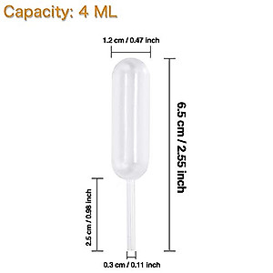 Siumir 100 PCS Pipettes Dropper 4 ML Plastic Food Syringe Dessert Mini Pipettes for Chocolate, Cupcakes, Ice Cream Cups