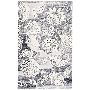 Safavieh Jardin Collection 6' x 9' Black/Ivory JAR731Z Handmade Floral Wool Blend Area Rug
