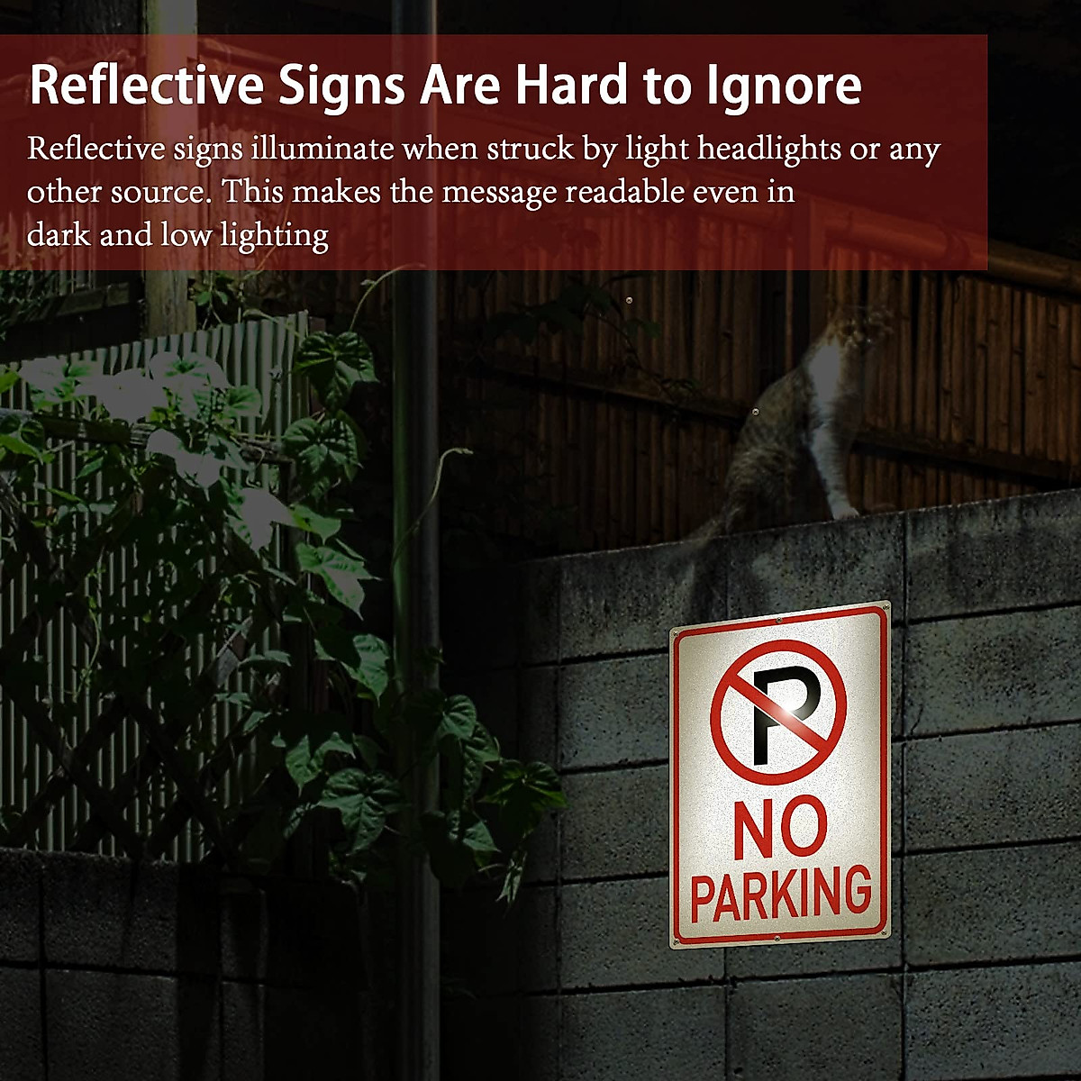 6 Pcs No Parking Signs with Symbol Sign 14 x 10 Inches Reflective Aluminum Nonparking Sign, UV Protected, Weather Resistant, Waterproof, Durable Ink Industrial Warning Signs, Easy to Mount