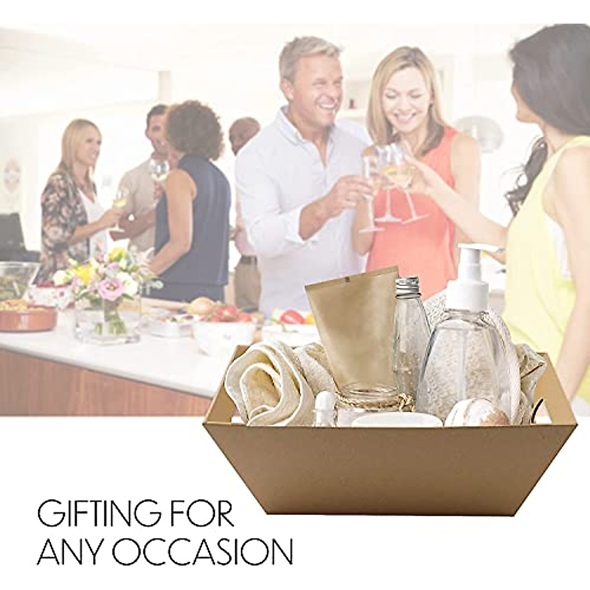 [10 Pk] Baskets for Gifts Empty| 8x10” Small Rectangular Kraft Basket with Handles|Wine, Christmas, Easter| Snacks, Farmers Market, Charity, Organizing, Shelf| Gift to Impress-Upper Midland Products