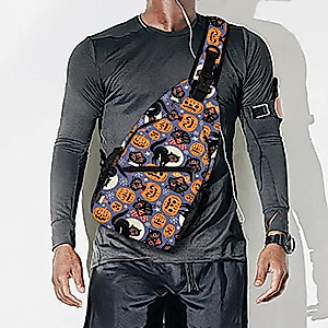 VSOFMY Sling Bag for Men Women Crossbody Sling Backpack Bag for Travel Hiking Daypack Chest Bag Halloween
