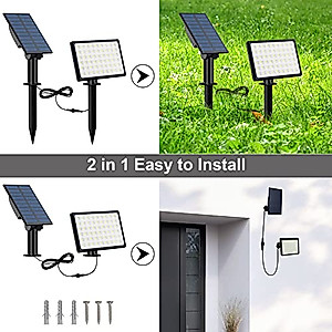 CREPOW Solar Flood Lights Outdoor Solar Landscape Spotlights , 54 LED Waterproof Separated Panel and Light Adjustable & Auto ON/Off Spot Lights for Garden, Yard, Lawn, Driveway Warm White, 2 Pack