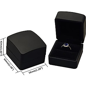 LED Black Ring Box for Proposal, Wedding, Engagement, Birthday, Valentine' Day, Mother's Day, Father's Day, Christmas...Luxury Arc Shaped Top Design LED Ring Jewelry Gift Box with Light for Men for Women for Girls Box Dimension 2.28〞(W)*2.48〞(D)*1.65〞(
