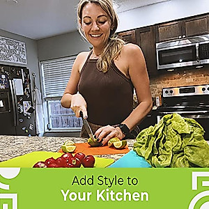 Simply Genius Plastic Cutting Boards for Kitchen - Color Coded Chopping Board Set - Flexible Cutting Mats for Meat & Vegetables - Dishwasher Safe, Non-Slip, BPA Free (8-Pack Multicolor, Mixed Size)