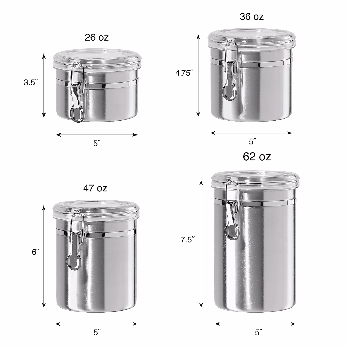 Oggi Corporation Oggi Food Storage Container Set, 4 pc, Stainless Steel