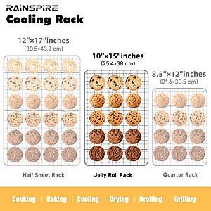 Rainspire 2-Pack Cooling Rack 10" x 15" Stainless Steel Heavy Duty Cooling Racks for Cooking and Baking Oven Safe Wire Rack for Cooking Baking Rack for Oven Cooking Fits Jelly Roll Pan