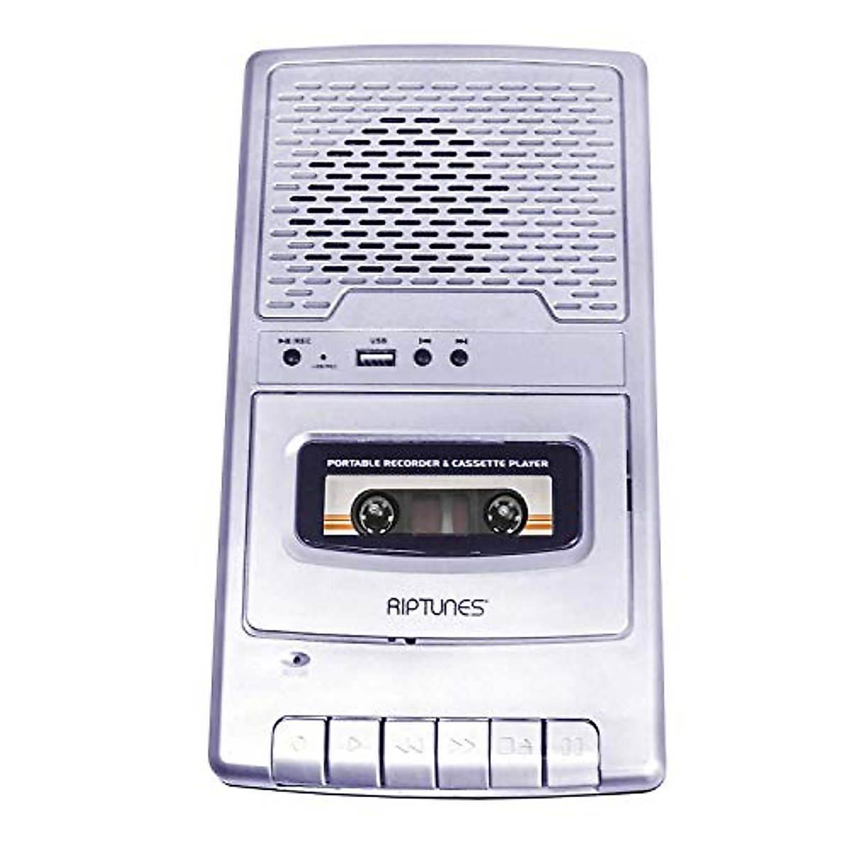 Riptunes Portable Cassette Recorder Player, Tape to USB Audio Music Digital Converter, Retro Classroom Shoebox Cassette Player and Recorder USB Player, Cassette-MP3 Converter with Built-in Microphone