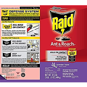 Raid Ant & Roach Killer Lavender, 17.5 Oz (Pack - 2), 16 Lb