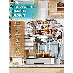 Gevi Espresso Machine, Espresso Maker with Milk Frother Steam Wand, Compact Espresso Super Automatic Espresso Machines for home with 34oz Removable Water Tank for Cappuccino, Latte