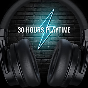 E7 MD PRO Active Noise Cancelling Headphones Bluetooth Headphones Over Ear Wireless Headphones with Microphone Deep Bass, Comfortable Protein Earpads, 30HPlaytime for Travel/Work, Jet Black