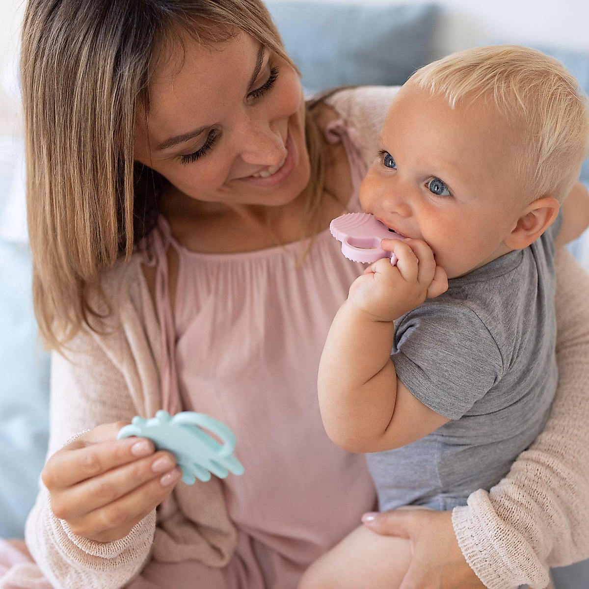 Baby Teething Toys by Sisilia | BPA Free Silicone Teething Toys for Babies | CPSIA Compliant Teething Toys | Octopus (Babyblue)