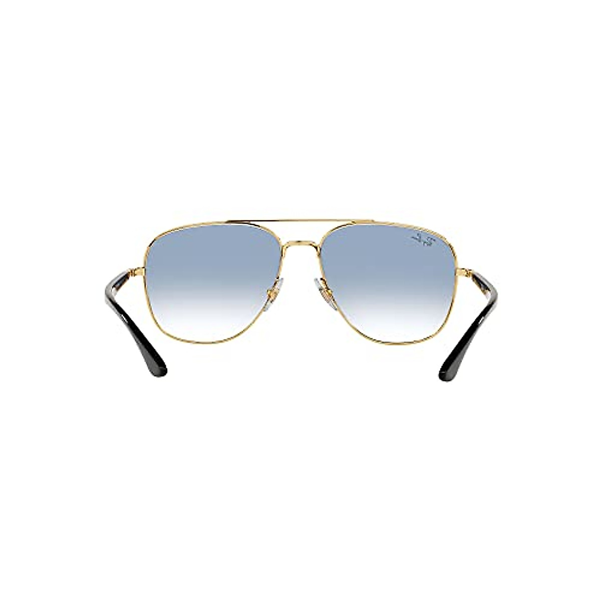 Ray-Ban RB3683 Square Sunglasses, Black On Gold/Clear Gradient Blue, 56 mm