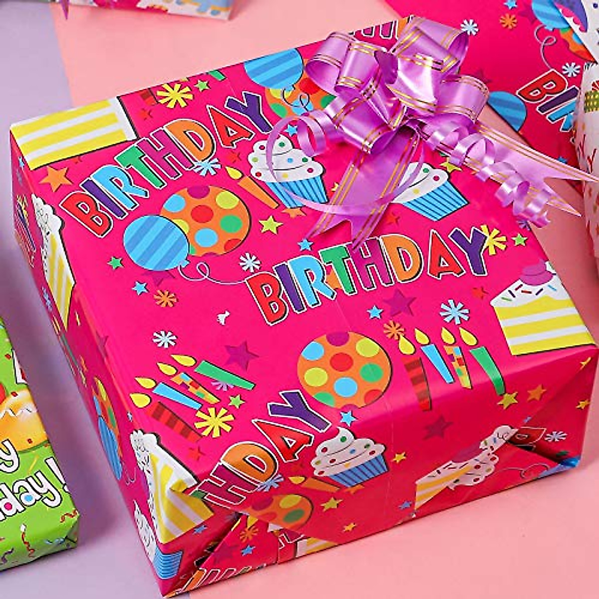 U'COVER Gift Wrapping Paper Happy Birthday Princess Theme Wrapping Paper Pack of 20 Sheets