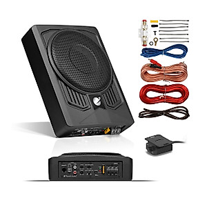 Planet Audio P8AWK Low Profile 8 Inch Under Seat Powered Car Subwoofer - 800 High Output, Built-in Amplifier, for Truck, Boxes and Enclosures, Remote Subwoofer Control