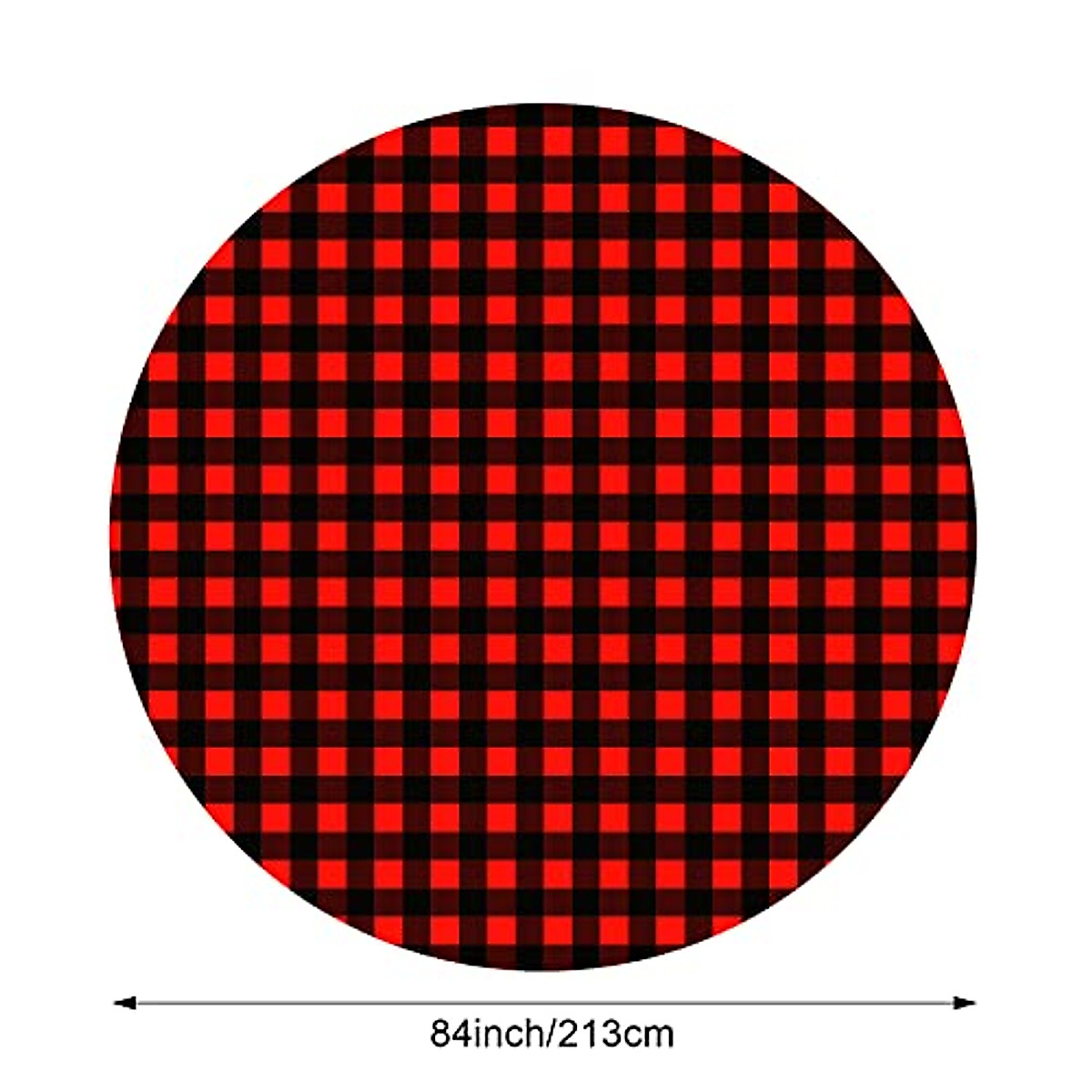 Remagr Christmas Disposable Checkered Tablecloth Round Plastic Buffalo Plaid Table Cloth 84 Inch Waterproof Gingham Cover for Picnic Camping Party Carnival BBQ (Red and Black, 6 Pieces)
