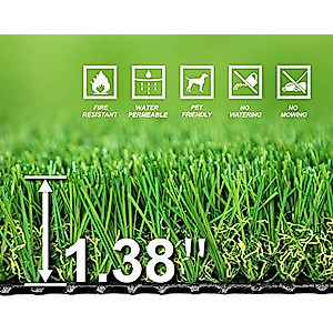 SunVilla 4'X13' Realistic Indoor/Outdoor Artificial Grass/Turf, 4 ft X 13 ft =52 Square feet, Green/Olive Green/Yellow