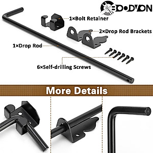 18 Inch Cane Bolt Gate Drop Rod Heavy Duty Gate Hardware, Gate Ground Latch for Wooden Fences, Metal Gates Doors Stopper for Gate Ground, Wrought Iron Gate Latches, Black Finish(1 Pack)