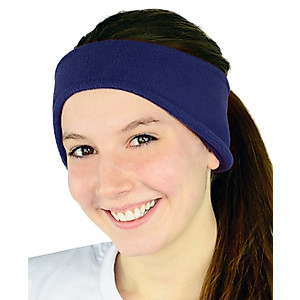 'Mato & Hash Unisex 95/5 Poly/Spandex Polar Fleece Headband with Earwarmers - Navy