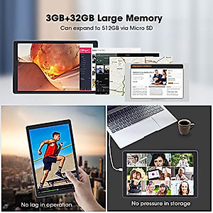 Tablet 10.1 Inch,Android 11 Tablets with 5G+WiFi6,3GB RAM 32GB ROM Storage,1280x800 IPS HD Glass Touchscreen,Quad-Core Processor,5MP+8MP Camera,Bluetooth5.0,6000mAh Battery,Metal Body((Silver)