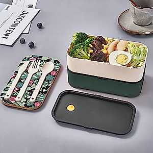 Cactus Premium Bento Lunch Box, 2 Compartments Leakproof Lunch Box With Cutlery For Adults, Microwave & Dishwasher Safe