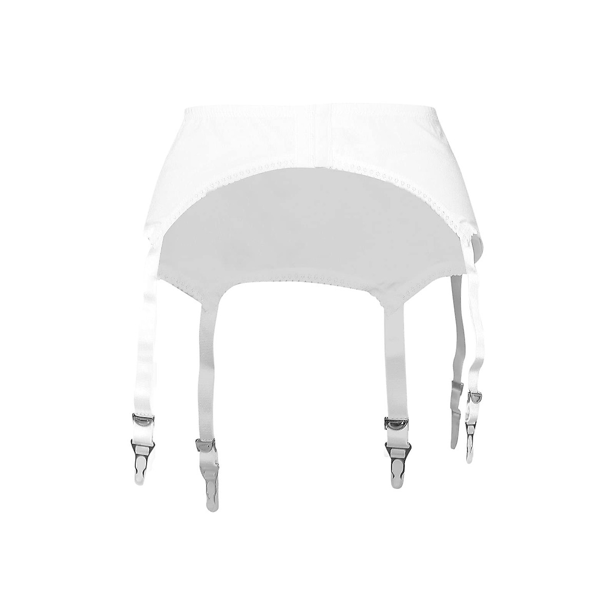 Women's Sexy Lace Garter Belt with 6 Straps Metal Clip Suspender for Thigh High Stockings (White, M)