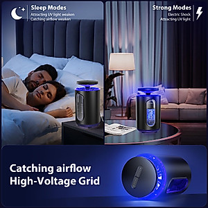 Fruit Fly Traps for Indoors Home: Bug Zapper Indoor 2 in 1 Attracts and Zaps Mosquitos, Gnats, Moths, Fruit Flies, Insect Fly Trap Adjustable Sleep and Zapper Blue Light Mosquito Zapper Black