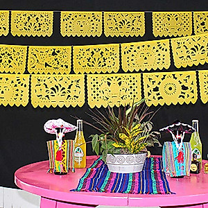Yellow Party Decorations Papel picado Banners for Fiestas, Weddings, Birthdays, Bridal Showers and Baby Showers, Made from Tissue Paper WS65